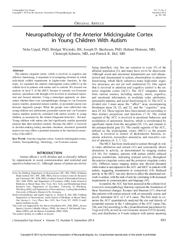 (PDF) Neuropathology of the anterior midcingulate cortex in young ...
