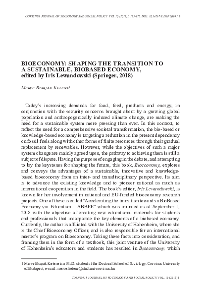 (PDF) Bioeconomy: Shaping the transition to a sustainable, biobased ...