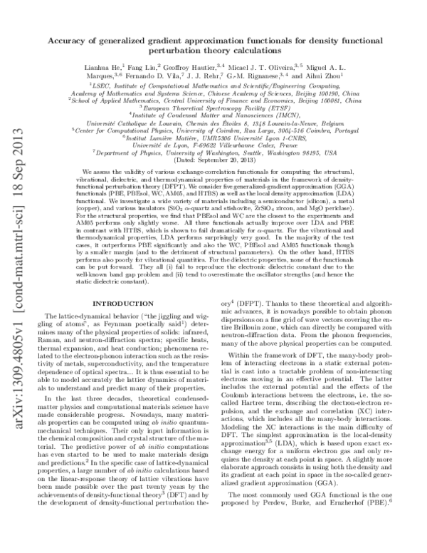 Pdf Accuracy Of Generalized Gradient Approximation Functionals For