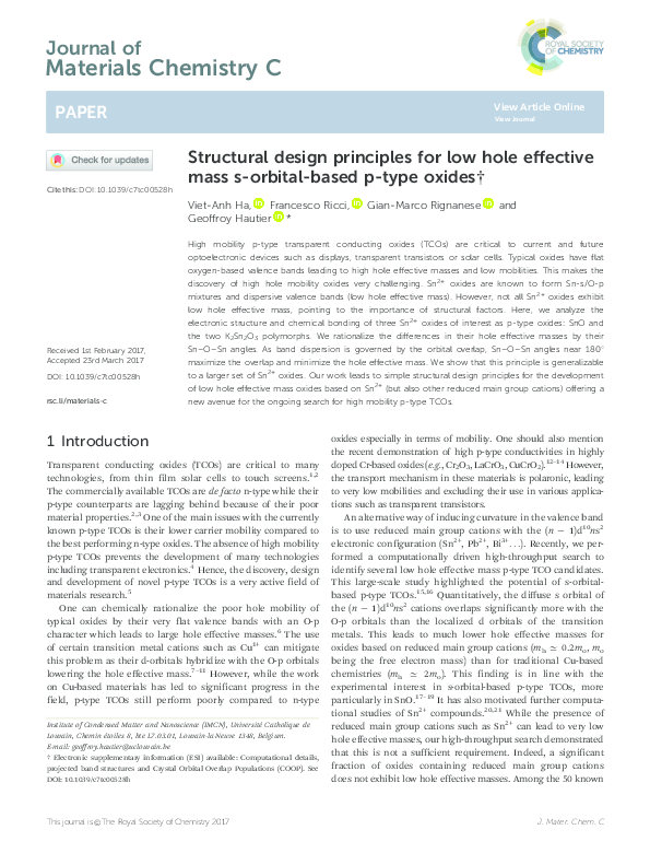 (PDF) Structural design principles for low hole effective mass s ...
