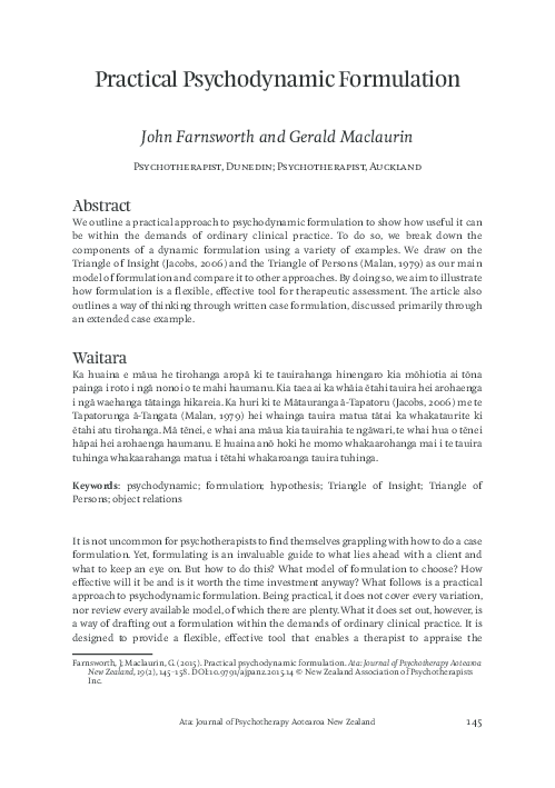 (PDF) Practical Psychodynamic Formulation
