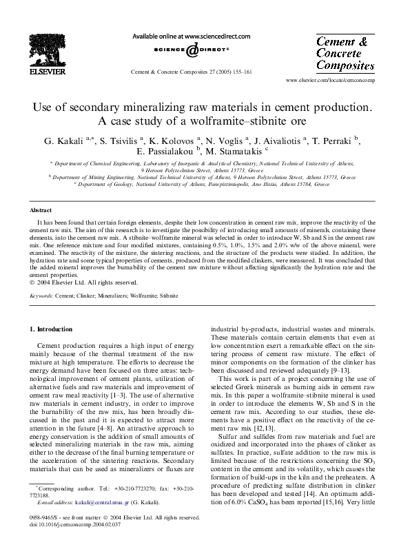 (PDF) Use of secondary mineralizing raw materials in cement production ...