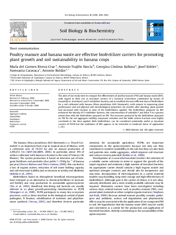 (PDF) Poultry manure and banana waste are effective biofertilizer ...