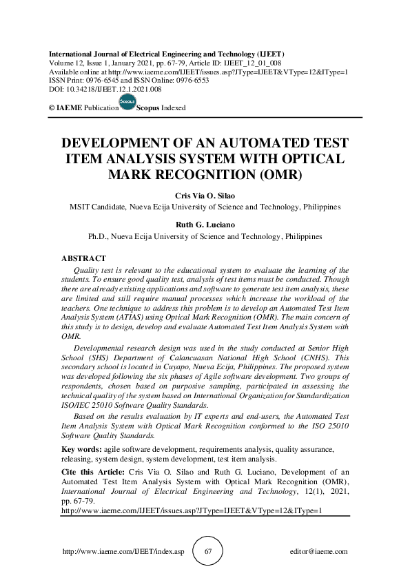 (PDF) DEVELOPMENT OF AN AUTOMATED TEST ITEM ANALYSIS SYSTEM WITH ...