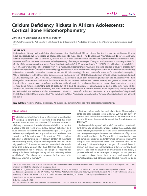 (PDF) Calcium Deficiency Rickets in African Adolescents: Cortical Bone ...