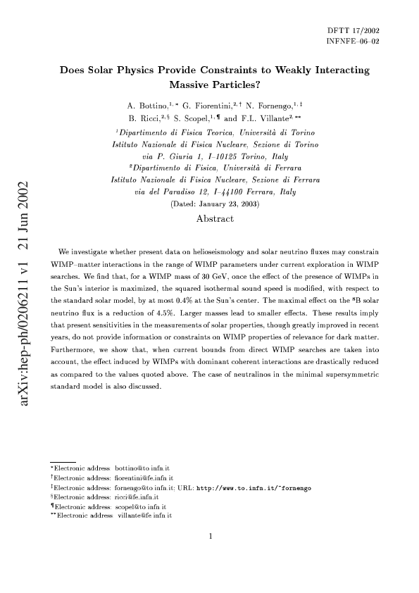 (PDF) Does solar physics provide constraints to weakly interacting ...