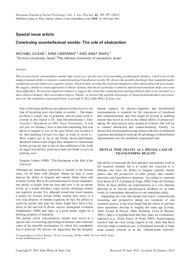 (PDF) Construing counterfactual worlds: The role of abstraction