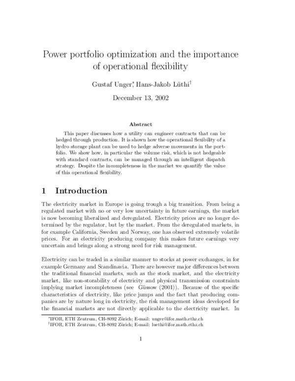 (PDF) Power portfolio optimization and the importance of operational ...