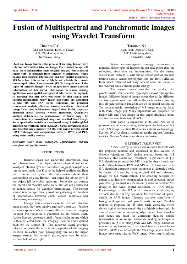 (PDF) IJERT-Fusion of Multispectral and Panchromatic Images using Wavelet Transform