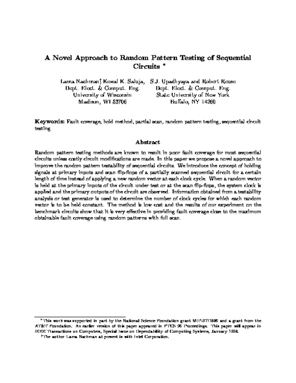 (PDF) A novel approach to random pattern testing of sequential circuits