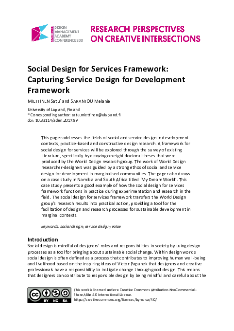 (PDF) Social Design for Services Framework