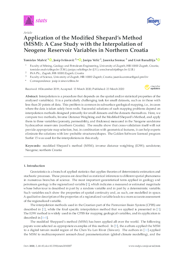 (PDF) Application of Modified Shepard's Method (MSM) case study with interpolation of Neogene ...