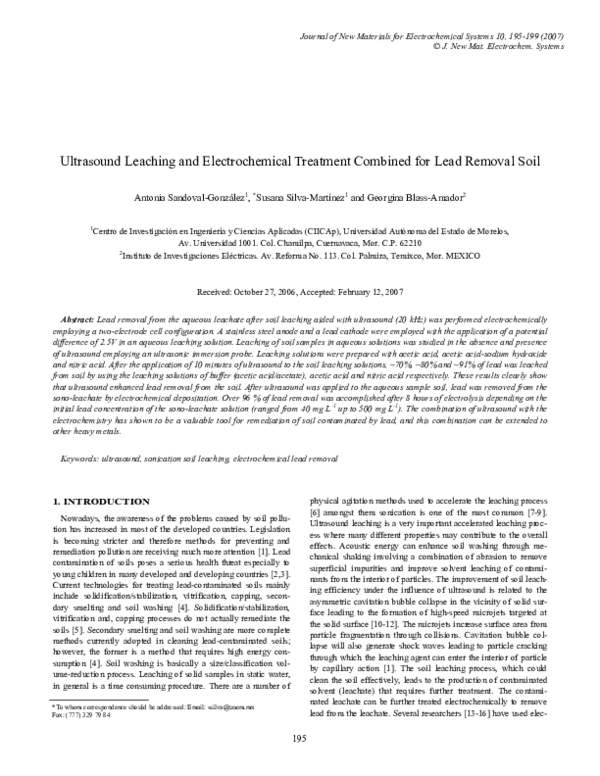 (PDF) Ultrasound leaching and electrochemical treatment combined for ...
