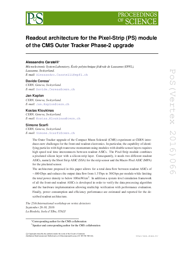 Pdf Readout Architecture For The Pixel Strip Module Of The Cms Outer Tracker Phase 2 Upgrade