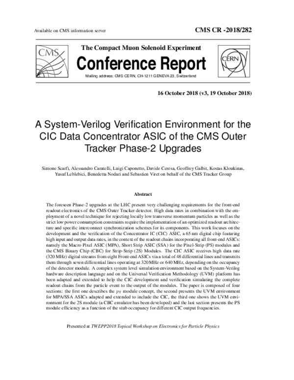 (PDF) A System-Verilog Verification Environment for the CIC Data ...