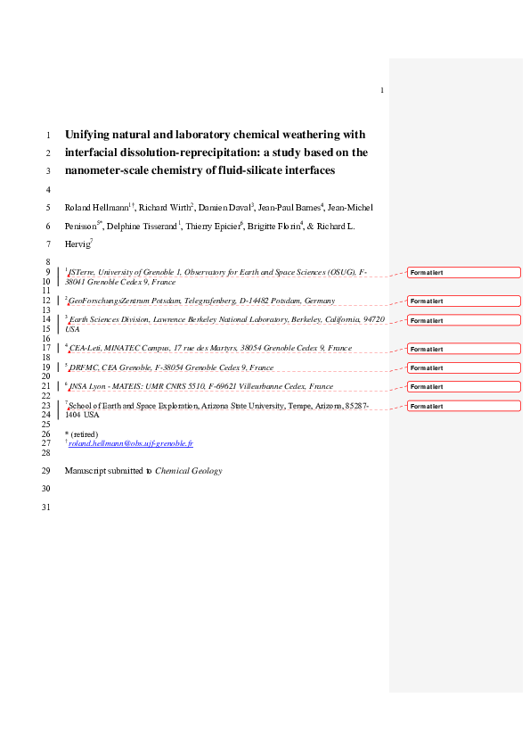 (PDF) Unifying natural and laboratory chemical weathering with interfacial dissolution ...