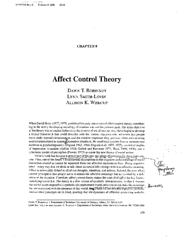 (PDF) Affect Control Theory