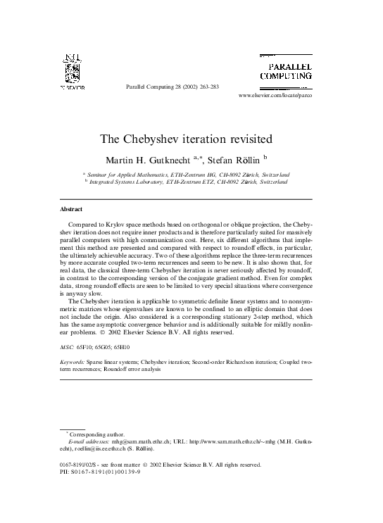 (PDF) The Chebyshev iteration revisited