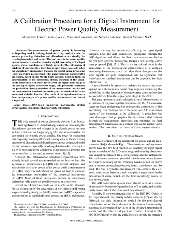 (PDF) A calibration procedure for a digital instrument for electric ...