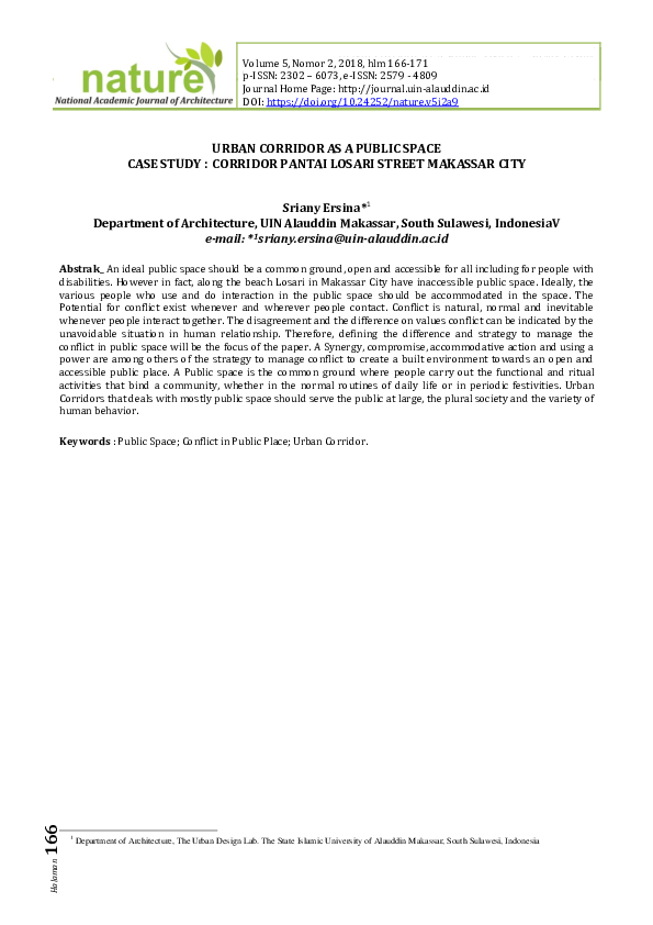 (PDF) Urban Corridor as a Public Space Case Study : Corridor Pantai ...
