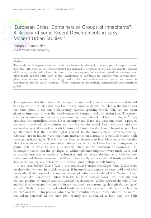 (PDF) ‘European Cities: Containers or Groups of Inhabitants? A Review ...