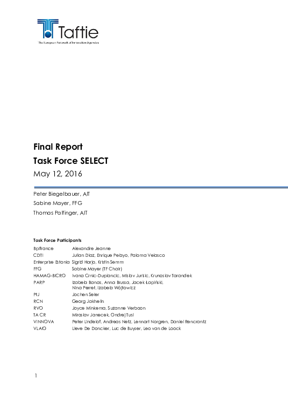 (PDF) Task Force SELECT. Final Report