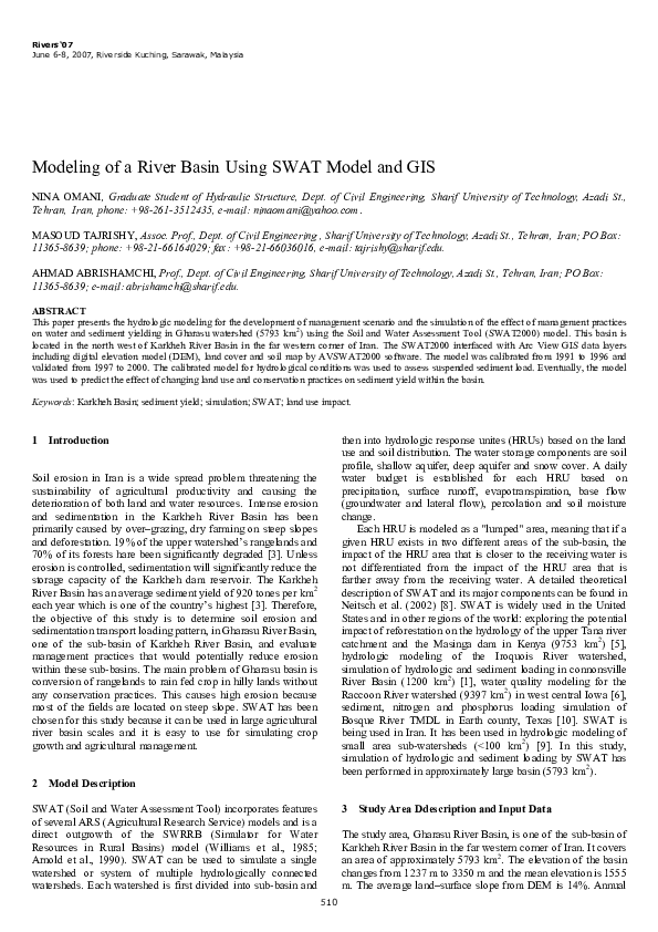 (PDF) Modeling of a river basin using SWAT model and GIS