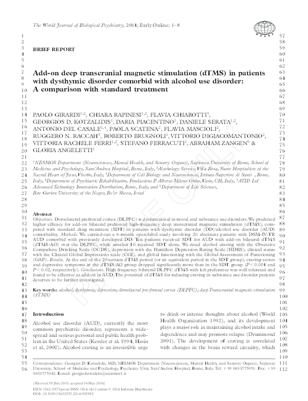 (PDF) Add-on deep transcranial magnetic stimulation (dTMS) in patients ...
