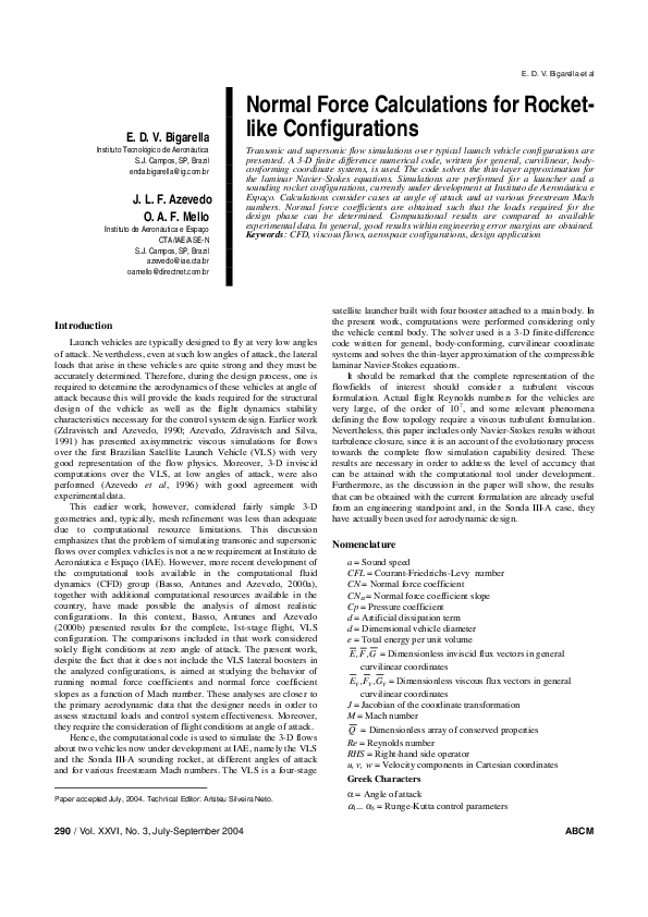 (PDF) Normal force calculations for rocket-like configurations