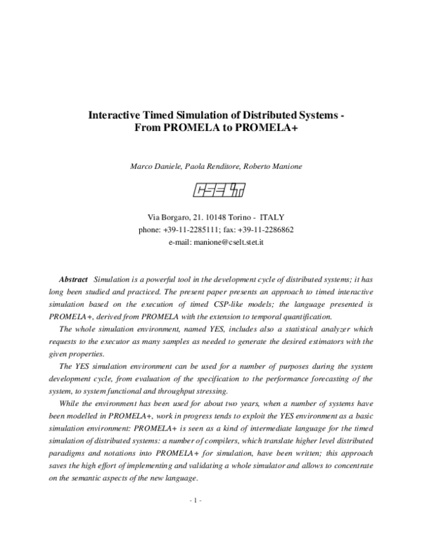 (PDF) Interactive Timed Simulation of Distributed Systems