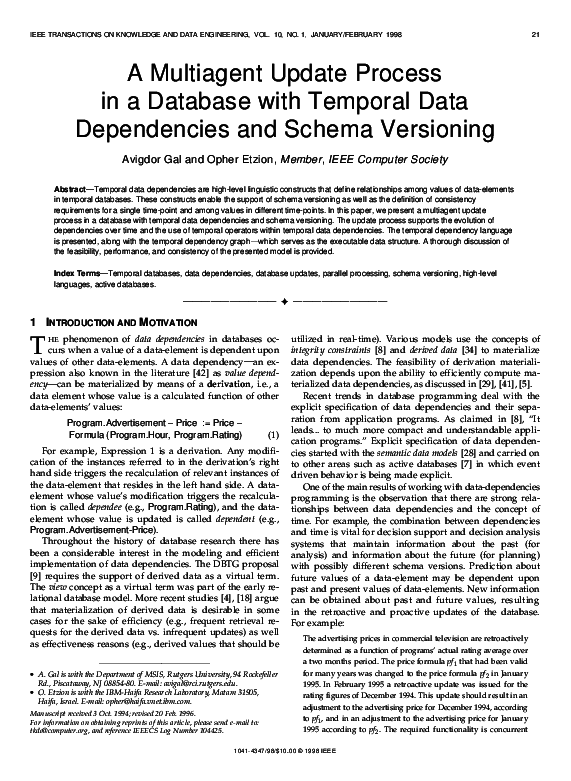 (PDF) A multi-agent update process in a database with temporal dependencies and schema versioning