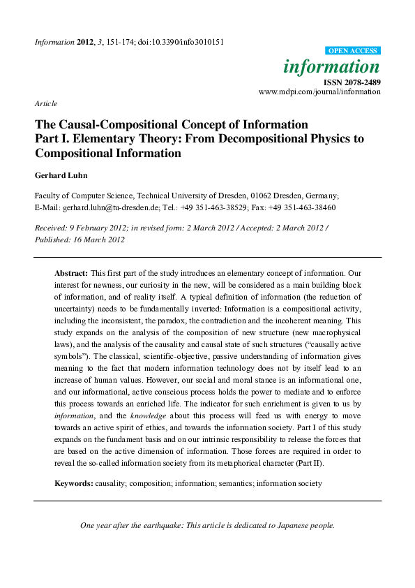 (PDF) The Causal Compositional Concept of Information