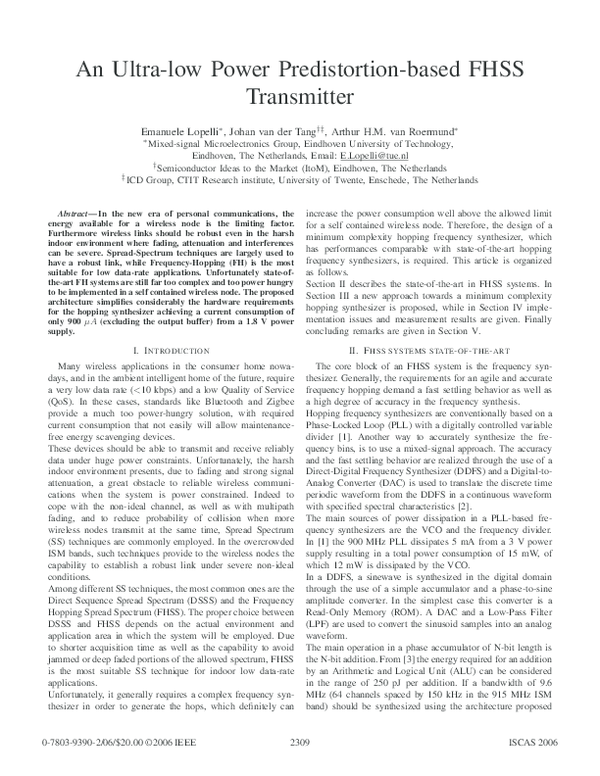 (PDF) An ultra-low power predistortion-based FHSS transmitter