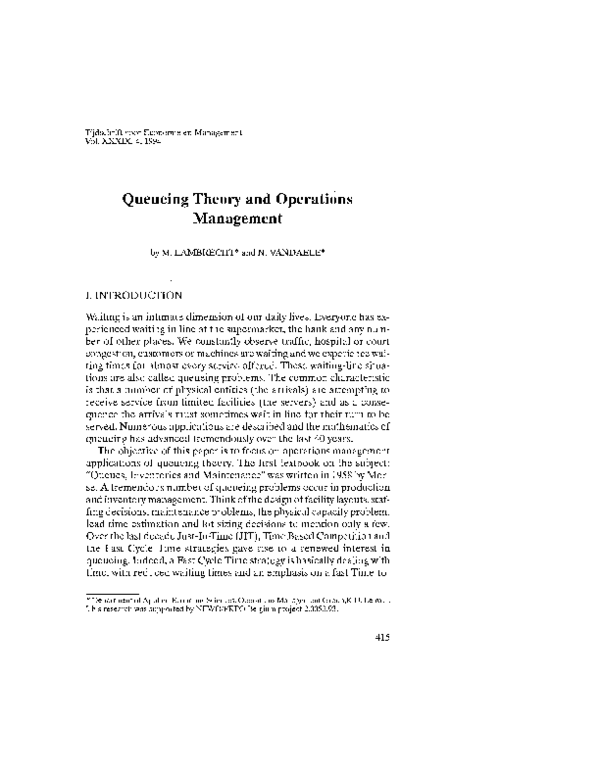 (PDF) Queueing theory and operations management