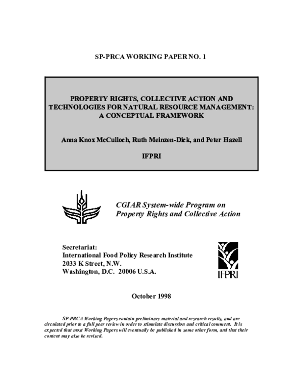 (PDF) Property Rights, Collective Action and Technologies for Natural ...