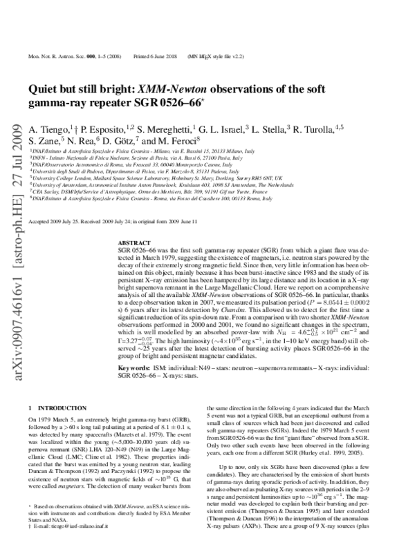 (PDF) Quiet but still bright: XMM-Newton observations of the soft gamma-ray repeater SGR 0526-66