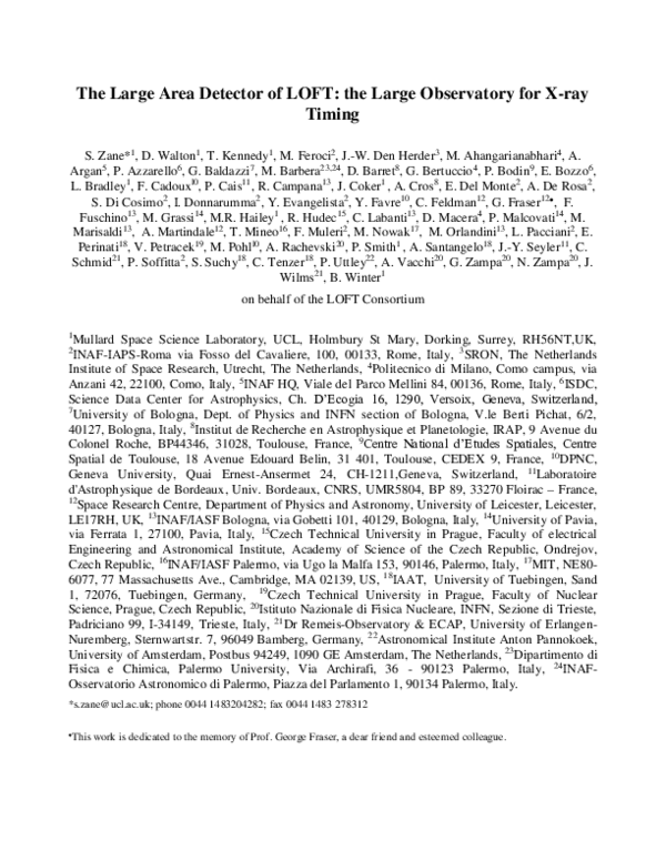 (PDF) The large area detector of LOFT: the Large Observatory for X-ray ...