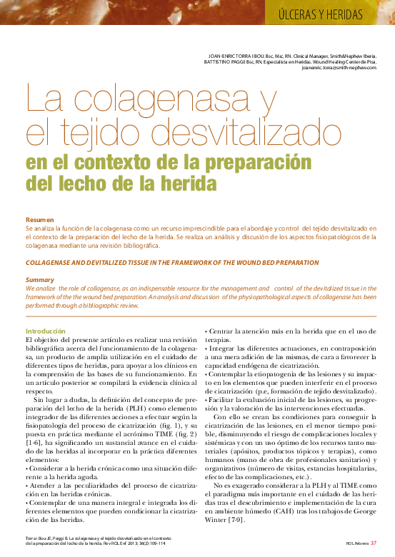 (PDF) [Collagenase and devitalized tissue in the framework of the wound ...