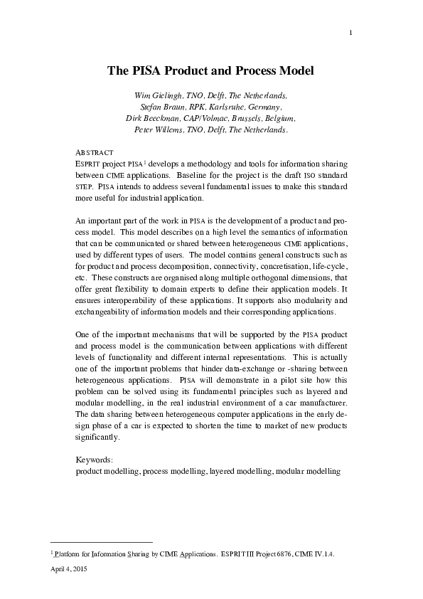 (PDF) The PISA Product and Process Model