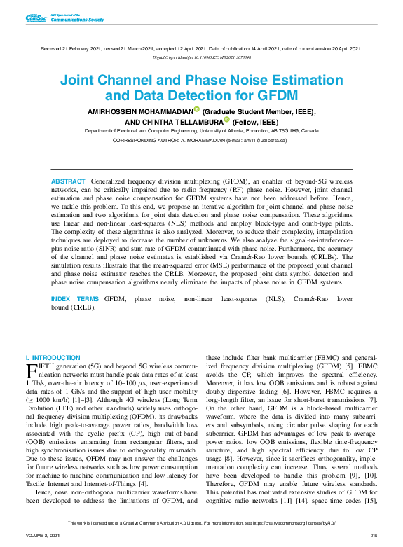 (PDF) Joint Channel and Phase Noise Estimation and Data Detection for GFDM