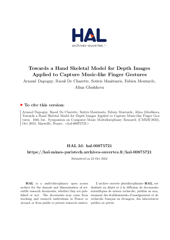 (PDF) Towards a hand skeletal model for depth images applied to capture ...