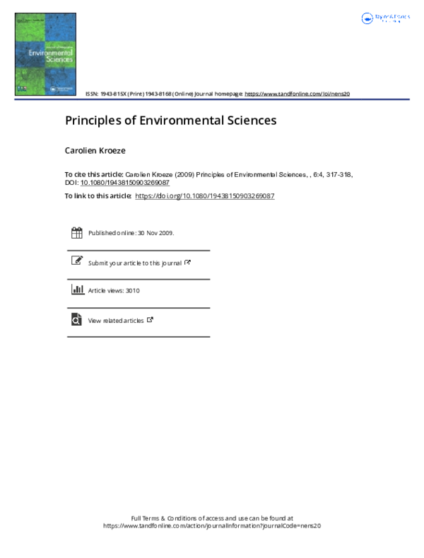 (PDF) Principles of environmental sciences