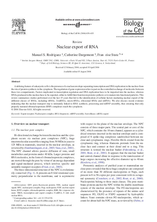 (PDF) Nuclear export of RNA