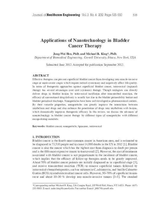 (PDF) Nanotech in bladder cancer therapy