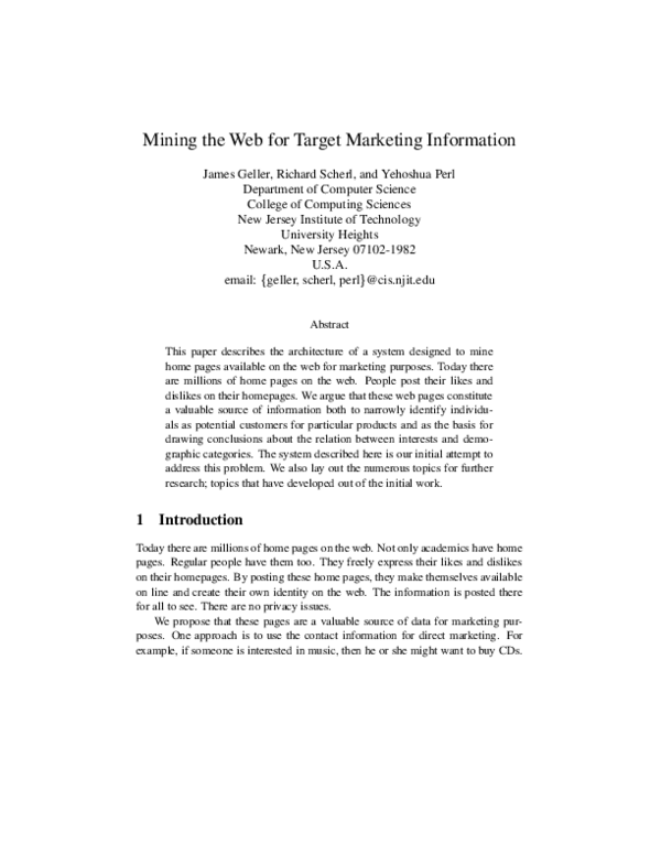 (PDF) Mining the web for target marketing information
