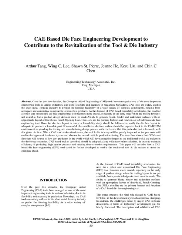 (PDF) CAE Based Die Face Engineering Development to Contribute to the ...