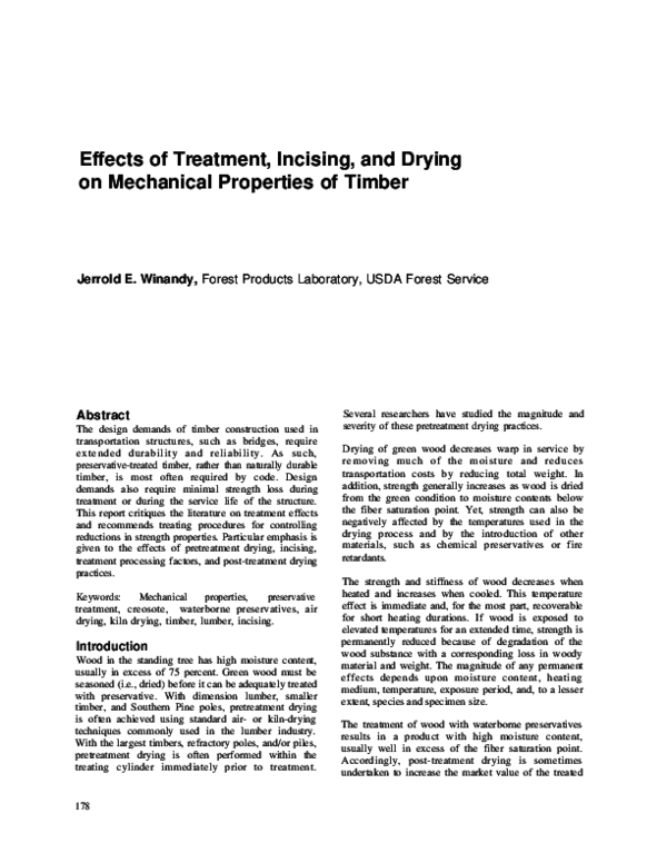 (PDF) Effects of treatment, incising and drying on mechanical properties of timber