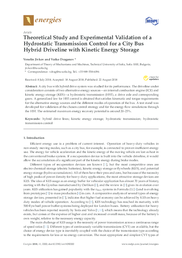 (PDF) Theoretical Study and Experimental Validation of a Hydrostatic ...