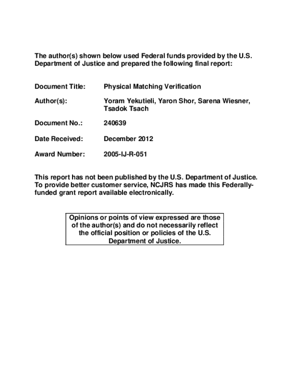 (PDF) Physical Matching Verification