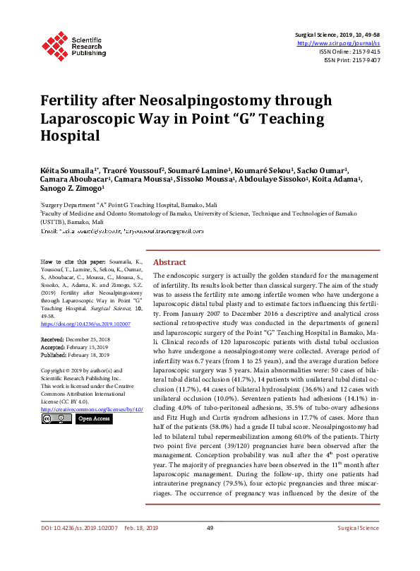 (PDF) Fertility after Neosalpingostomy through Laparoscopic Way in ...